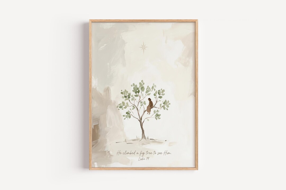 Zacchaeus Fig Tree Prayer Room Decor Luke 19 Christian Wall Art ...