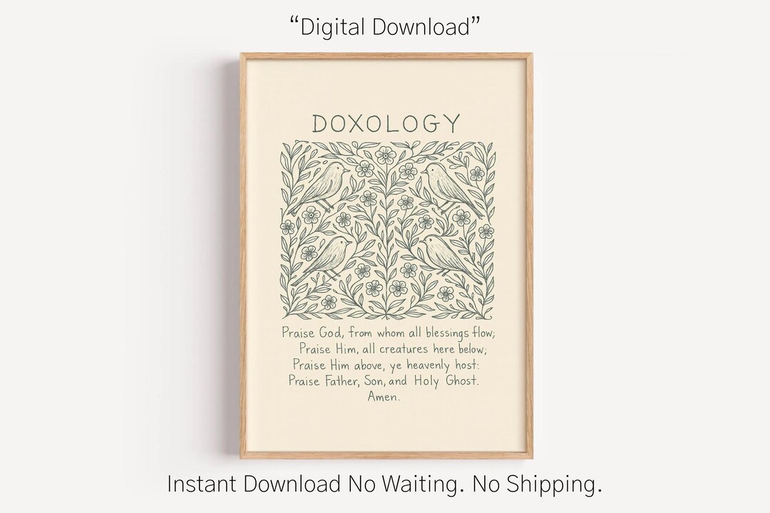 Doxology Hymn Verse Art: Vintage Christian Home Decor (digital Download ...