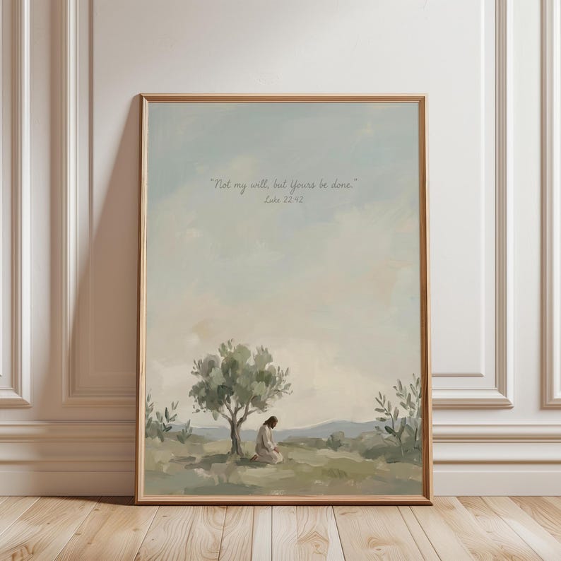 Jesus in the Garden, Olive Tree, Baptism Gift, Biblical Wall Art, Holy ...