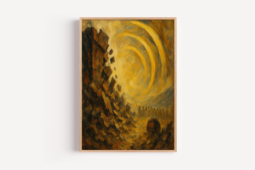 Battle of Jericho Wall Art Print, Abstract Landscape Painting, Modern ...