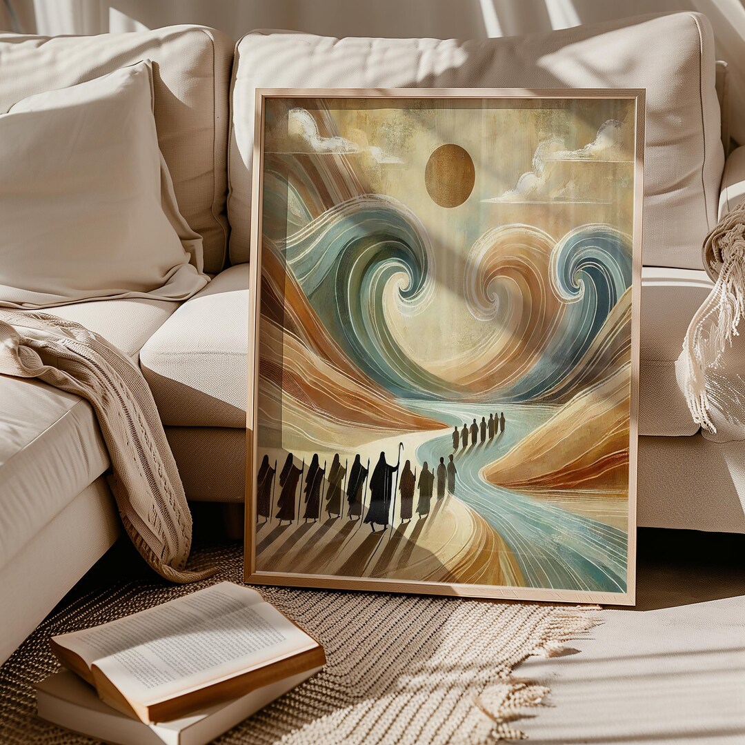 Moses Parting the Red Sea Art Print | Christian Bible Decor | Exodus ...