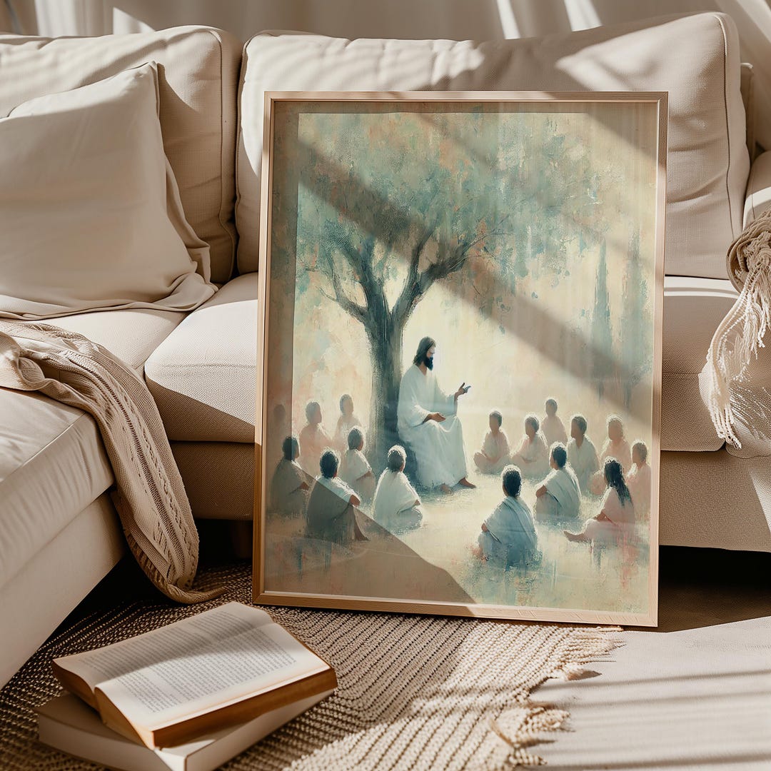 Jesus Teaching Children Art Print: Watercolor Bible Sketch - Etsy