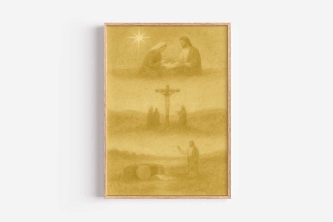 Jesus' Life Story Print, Minimalist Christian Wall Art (digital Print ...