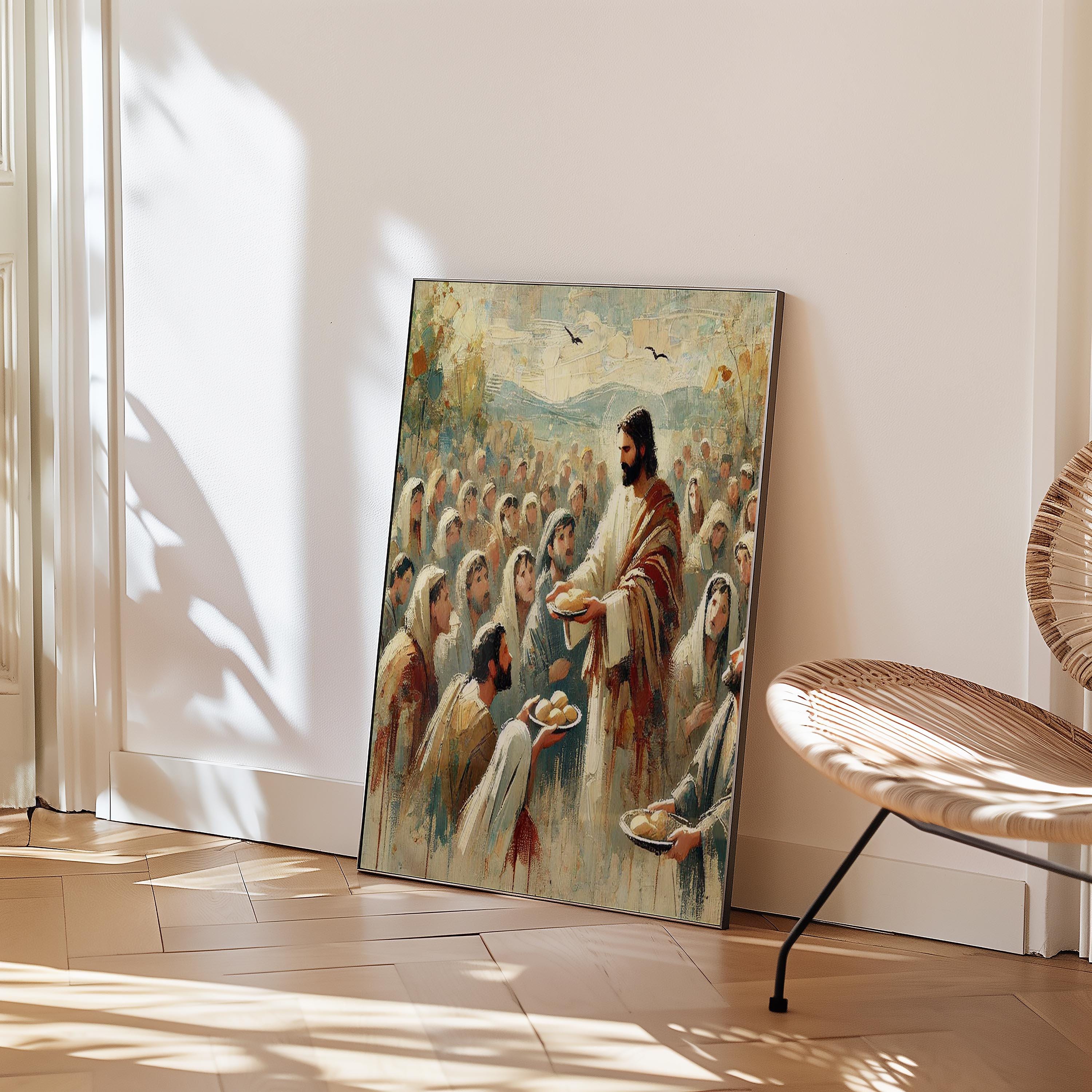 Jesus Feeds the 5000 Art Print | Loaves & Fishes Wall Decor | Miracles ...