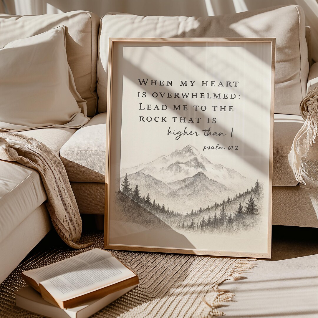 Psalm 61:2 Scripture Wall Art Printable - Bible Verse Home Decor ...
