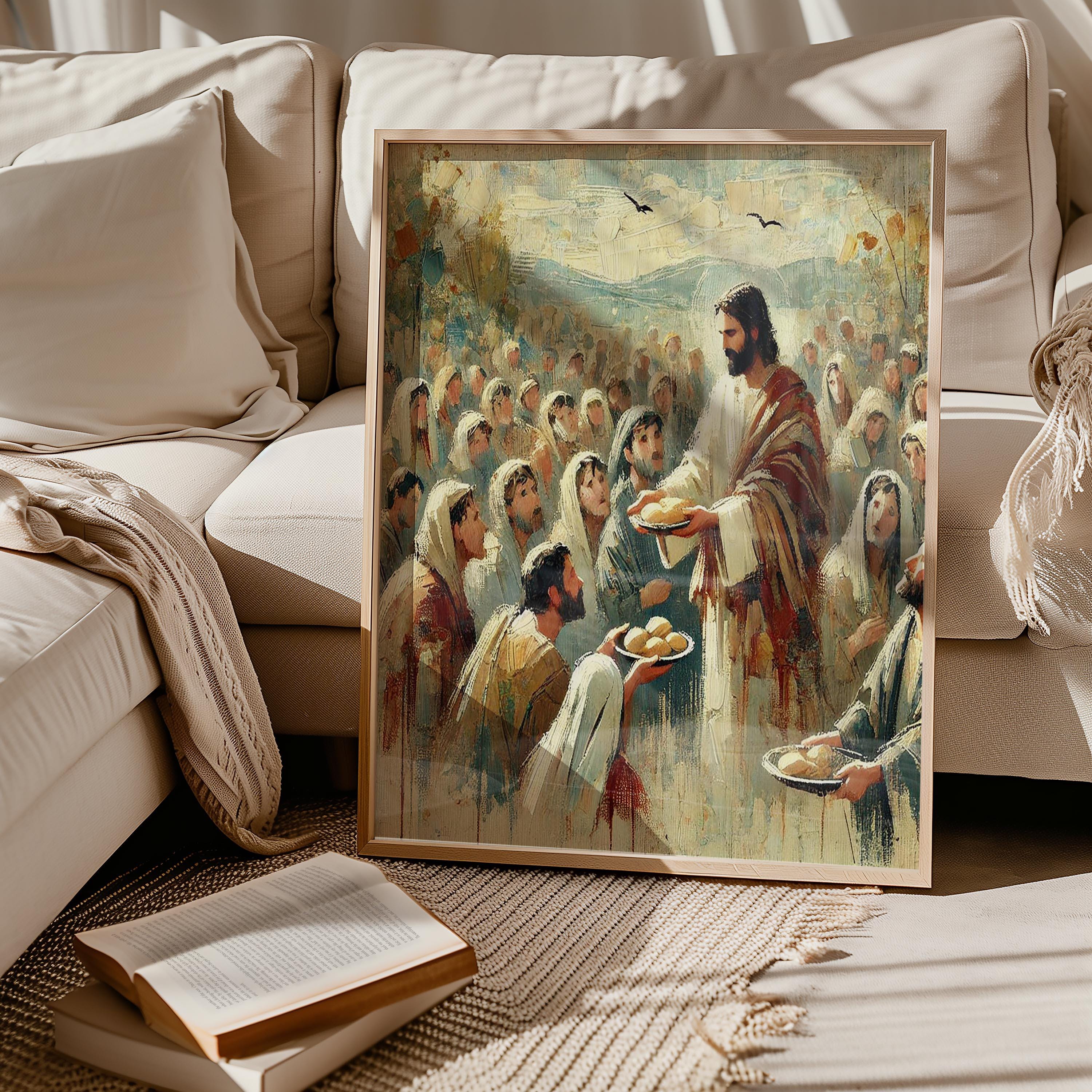 Jesus Feeds the 5000 Art Print | Loaves & Fishes Wall Decor | Miracles ...