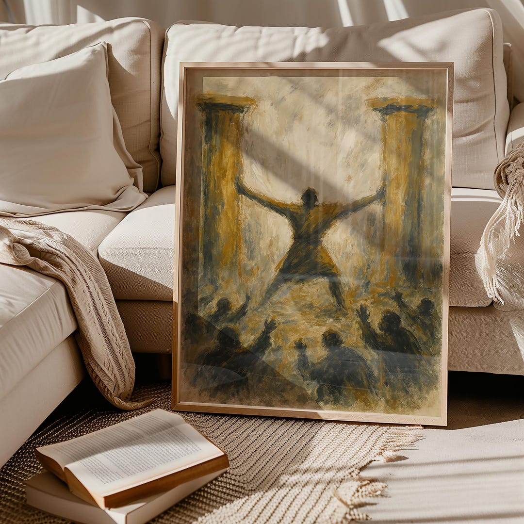 Samson and the Pillars Physical Print | Christian Bible Art, Modern ...