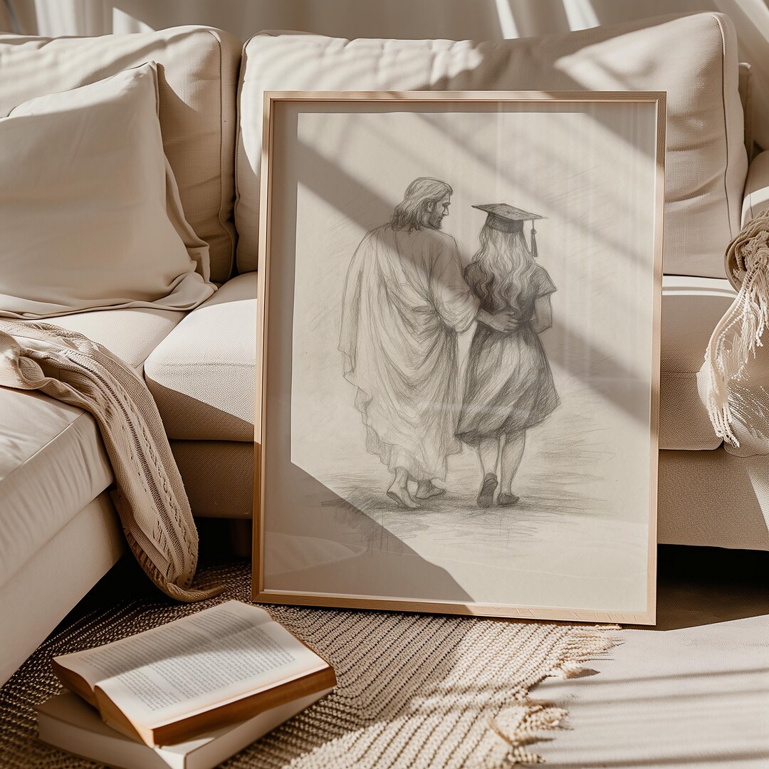 Christian Graduation Art Print | Jesus & Graduate Girl (digital ...