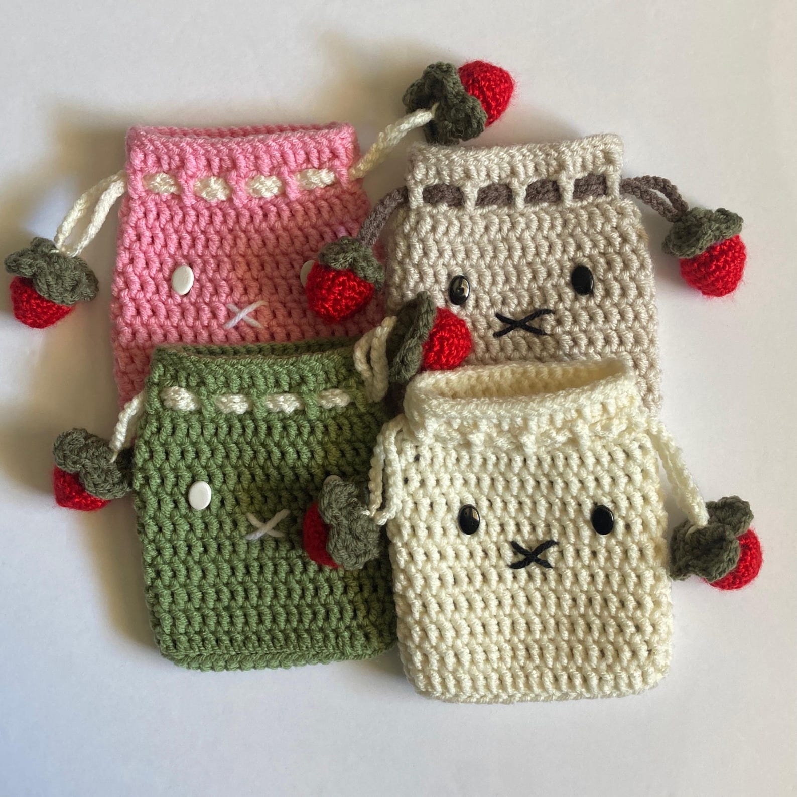 Crochet Miffy Bunny Pouch | Cute Handmade Crochet Small Strawberry ...