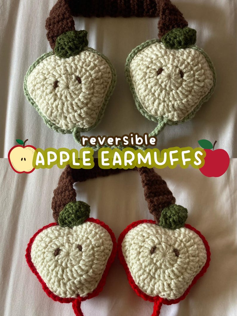 Crochet Apple Earmuffs | Cute Handmade Crochet Reversible Apple ...