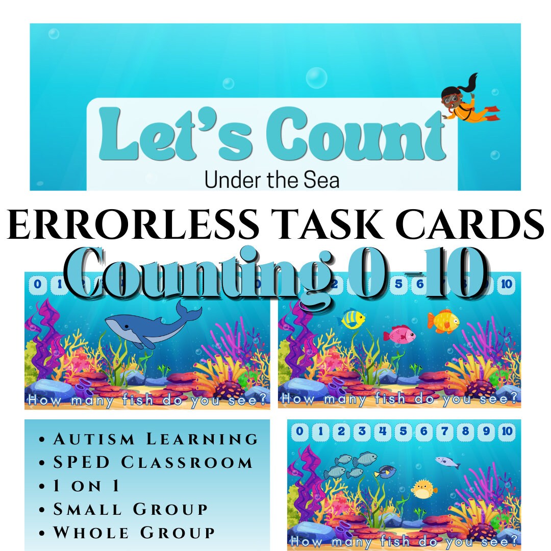 Errorless Task Cards - Let's Count Under the Sea - Etsy
