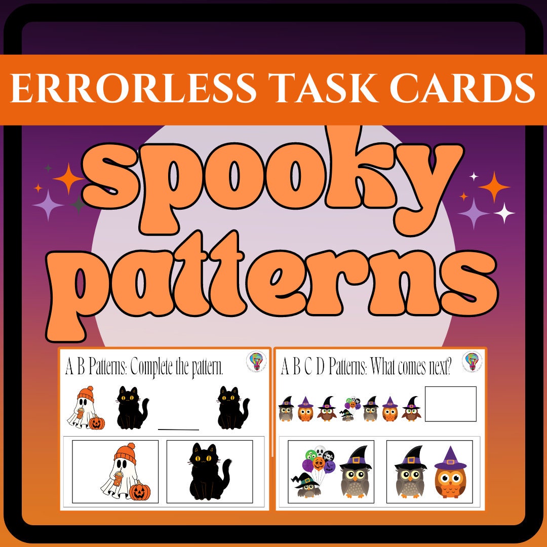Errorless Task Cards - Halloween Patterns - Etsy