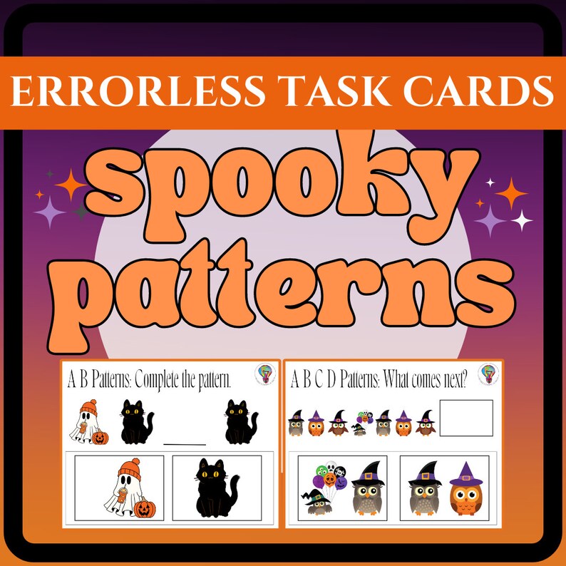 Errorless Task Cards - Halloween Patterns - Etsy