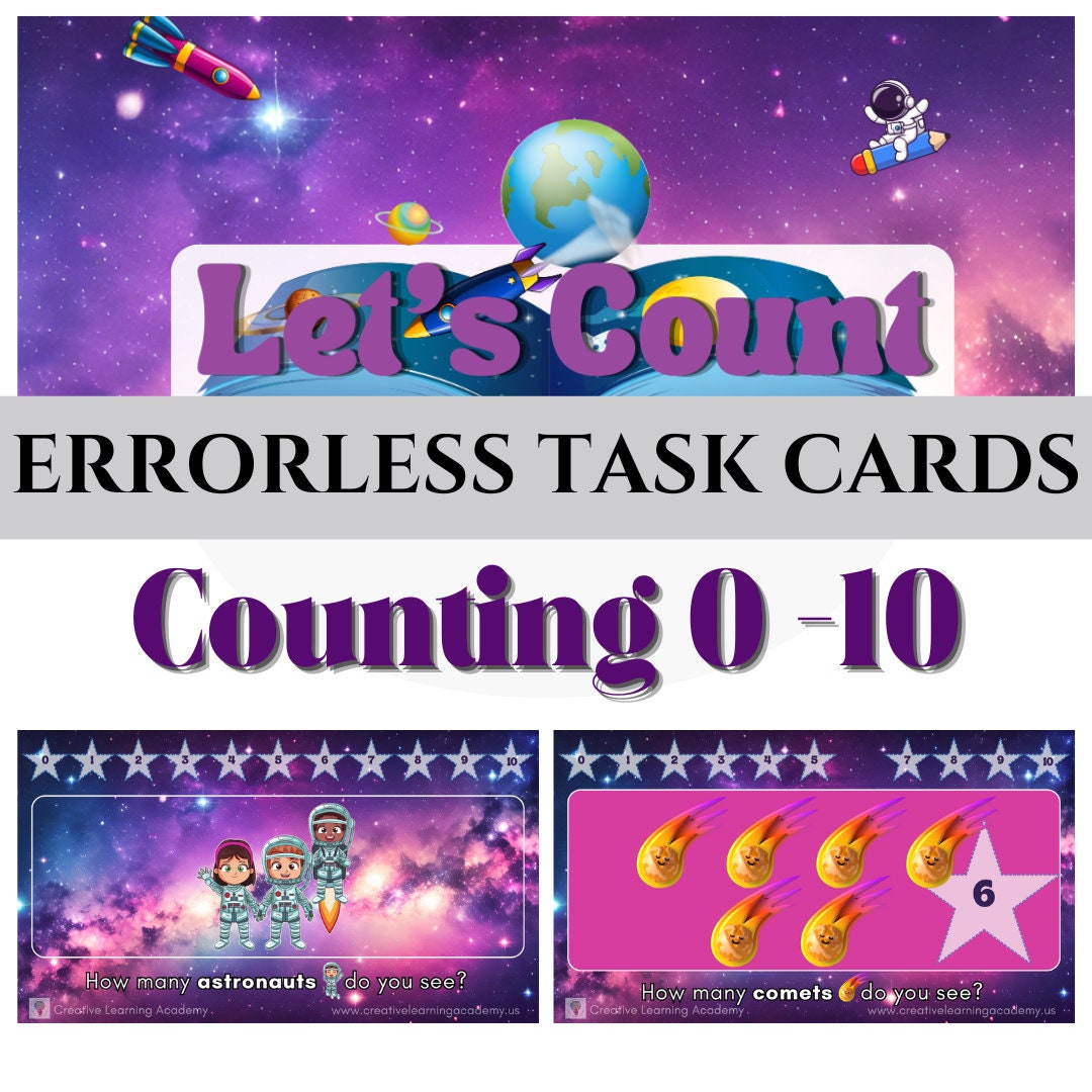 Errorless Task Cards - Let's Count in the Galaxy - Etsy