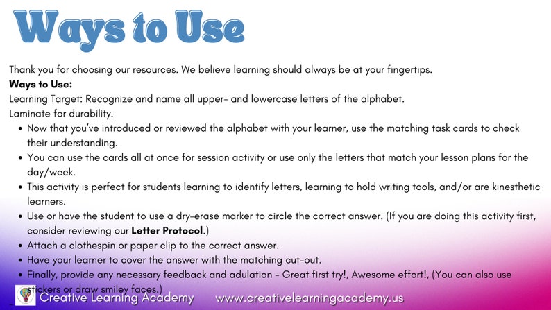 Errorless Task Box-matching the Alphabet - Etsy