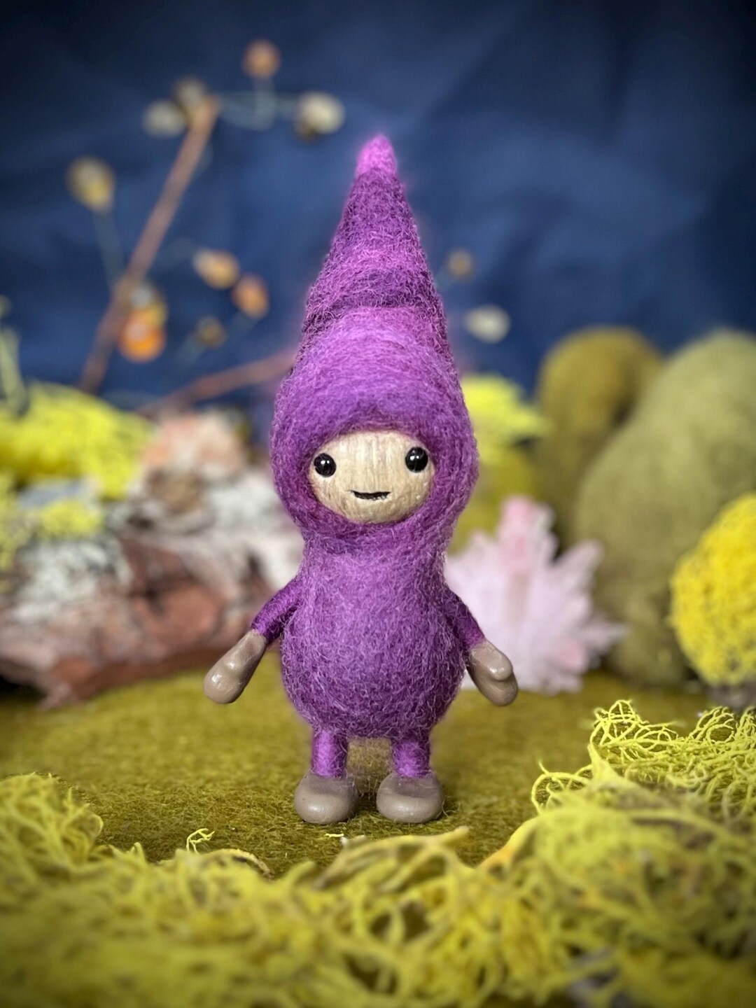 4” Forest Sprite Needle Felted Gnome Elf Posable Art Doll Wool Handmade ...
