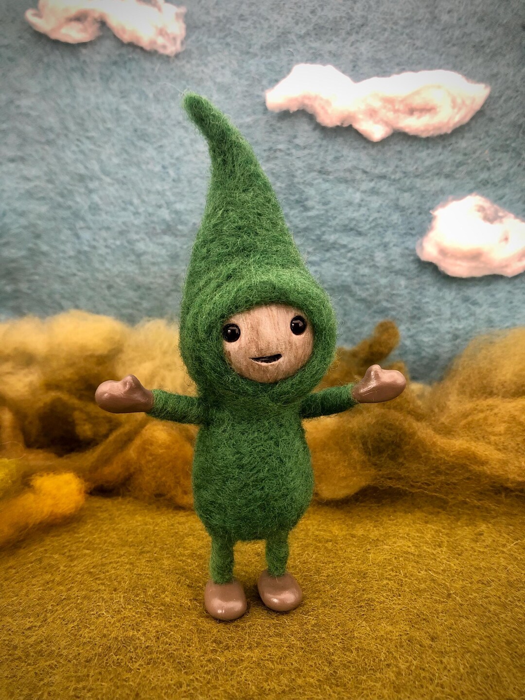 5-6” Forest Sprite Needle Felted Gnome Elf Posable Art Doll Wool ...