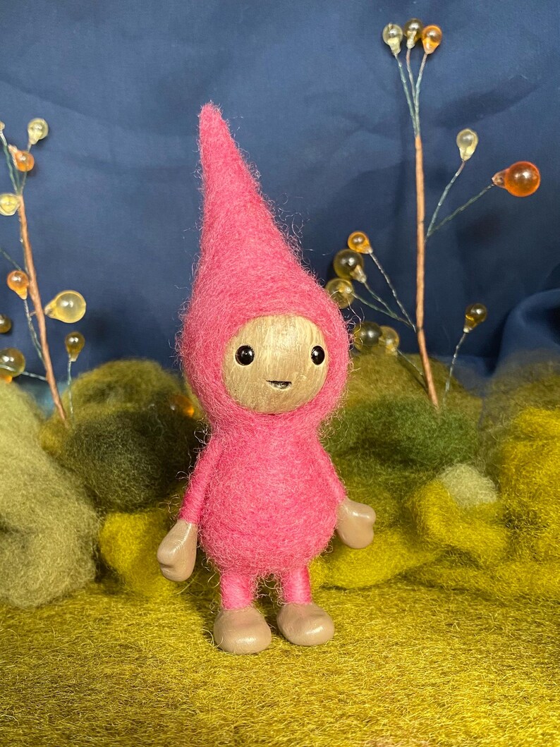 4” Forest Sprite Needle Felted Gnome Elf Posable Art Doll Wool Handmade ...