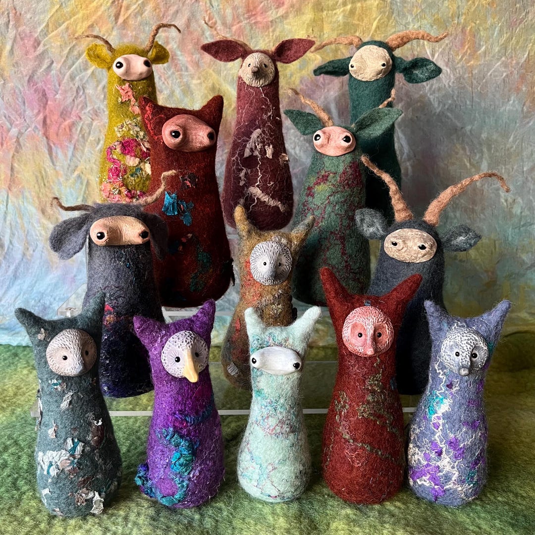 Ready to Ship! Wet Felted Plush Art Doll, Handmade, Sculpted, Clay Face ...