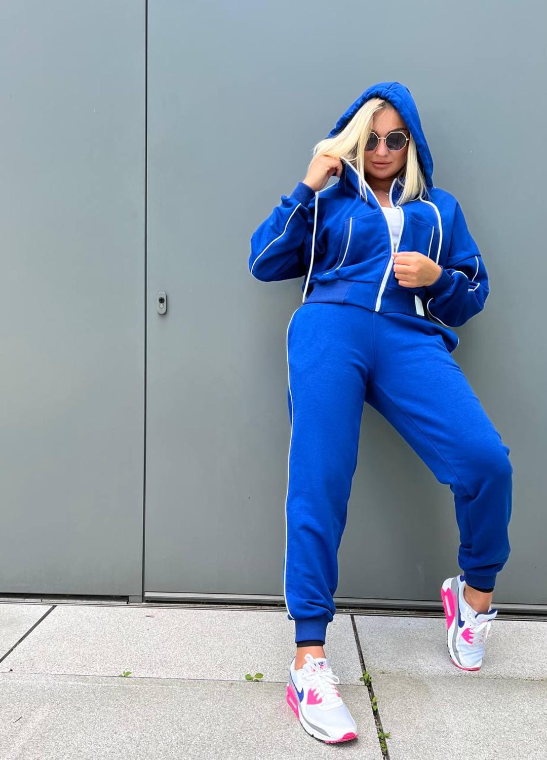 Women Sport Costume Set - Blue Activewear for Fitness, Yoga, and ...
