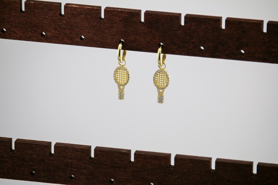 925 Sterling Silver Tennis Racket Rhinestone Dangle Earring | Sport ...