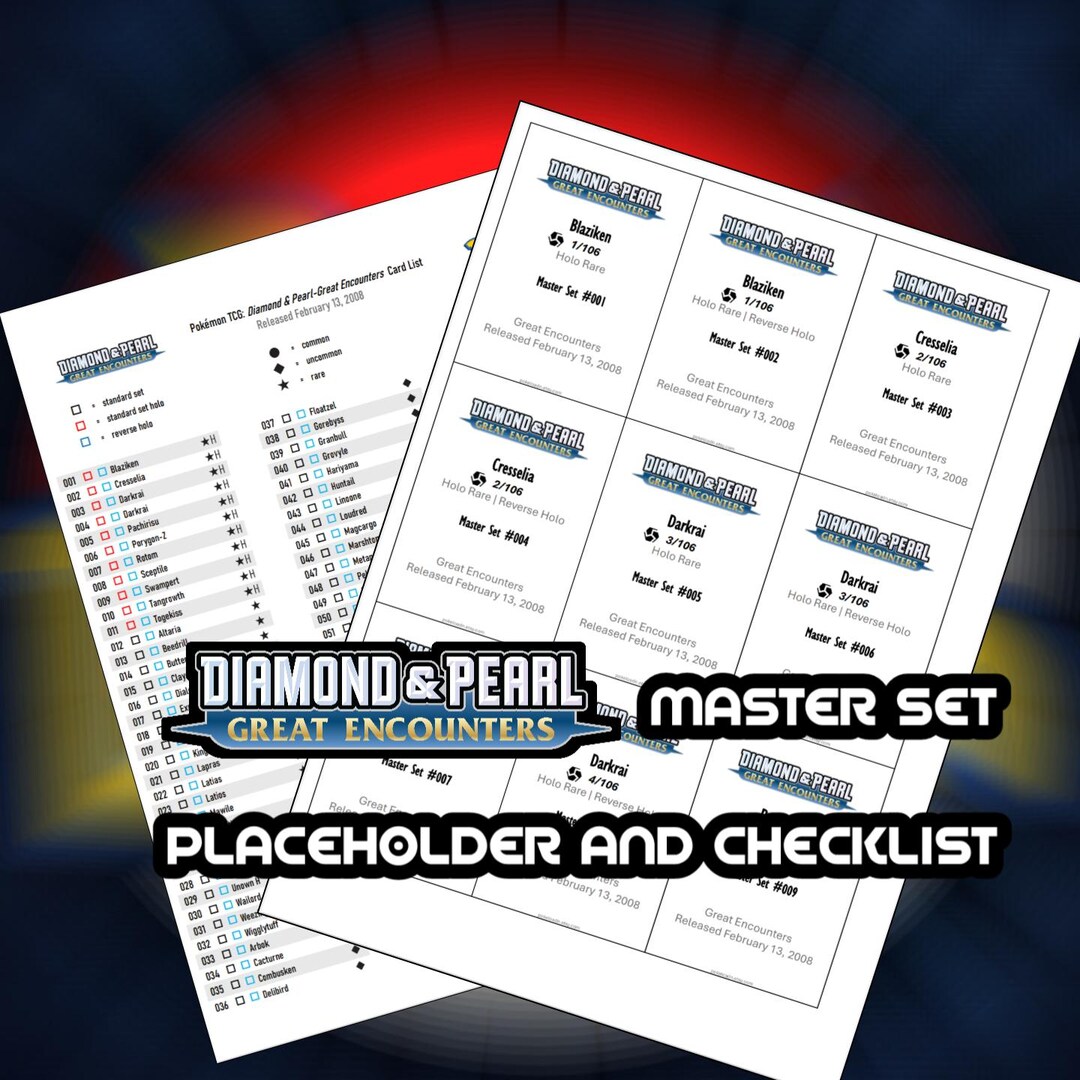 Pokemon TCG Great Encounters Set Binder Placeholder and Checklist ...