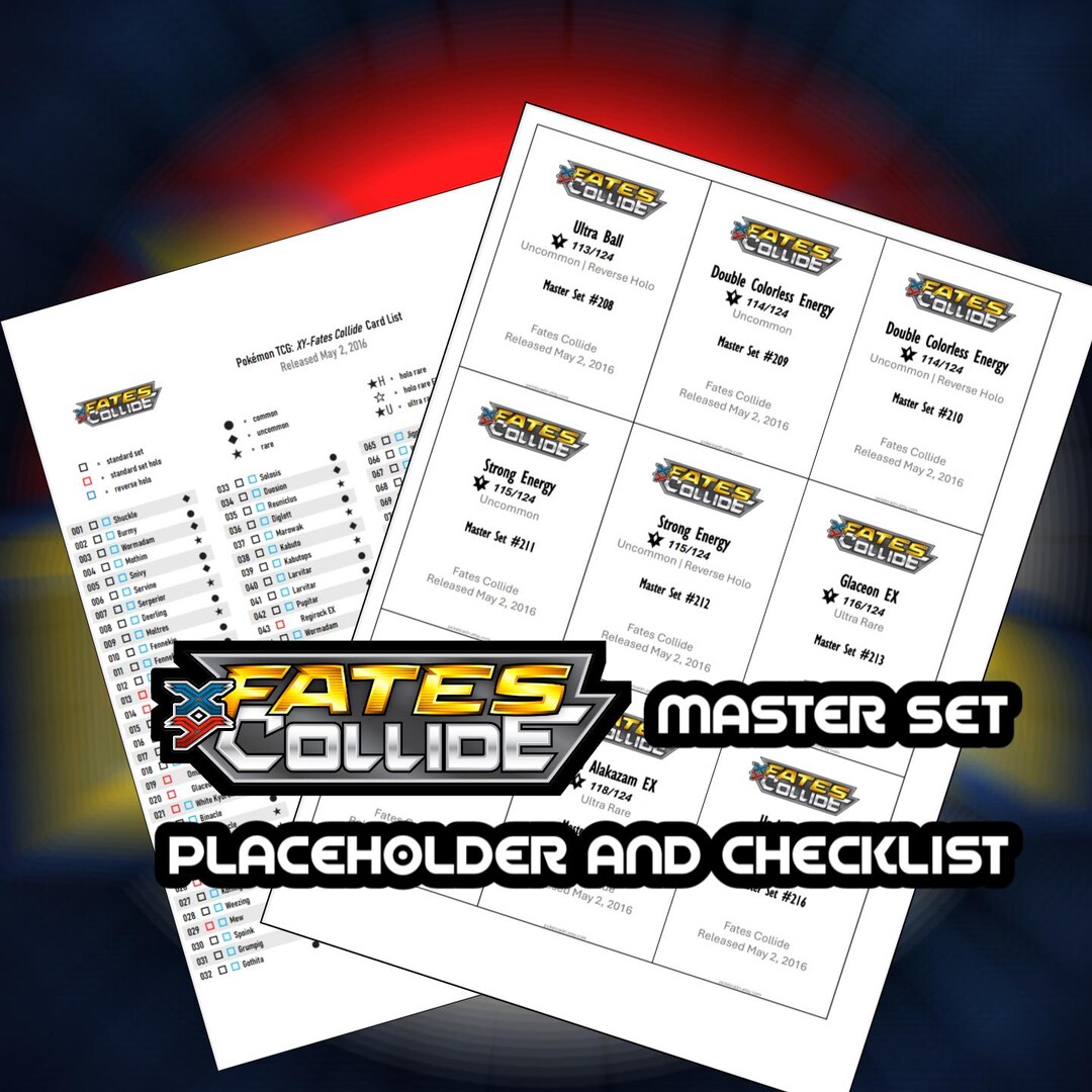 Pokemon TCG XY Fates Collide Set Binder Placeholder and Checklist ...