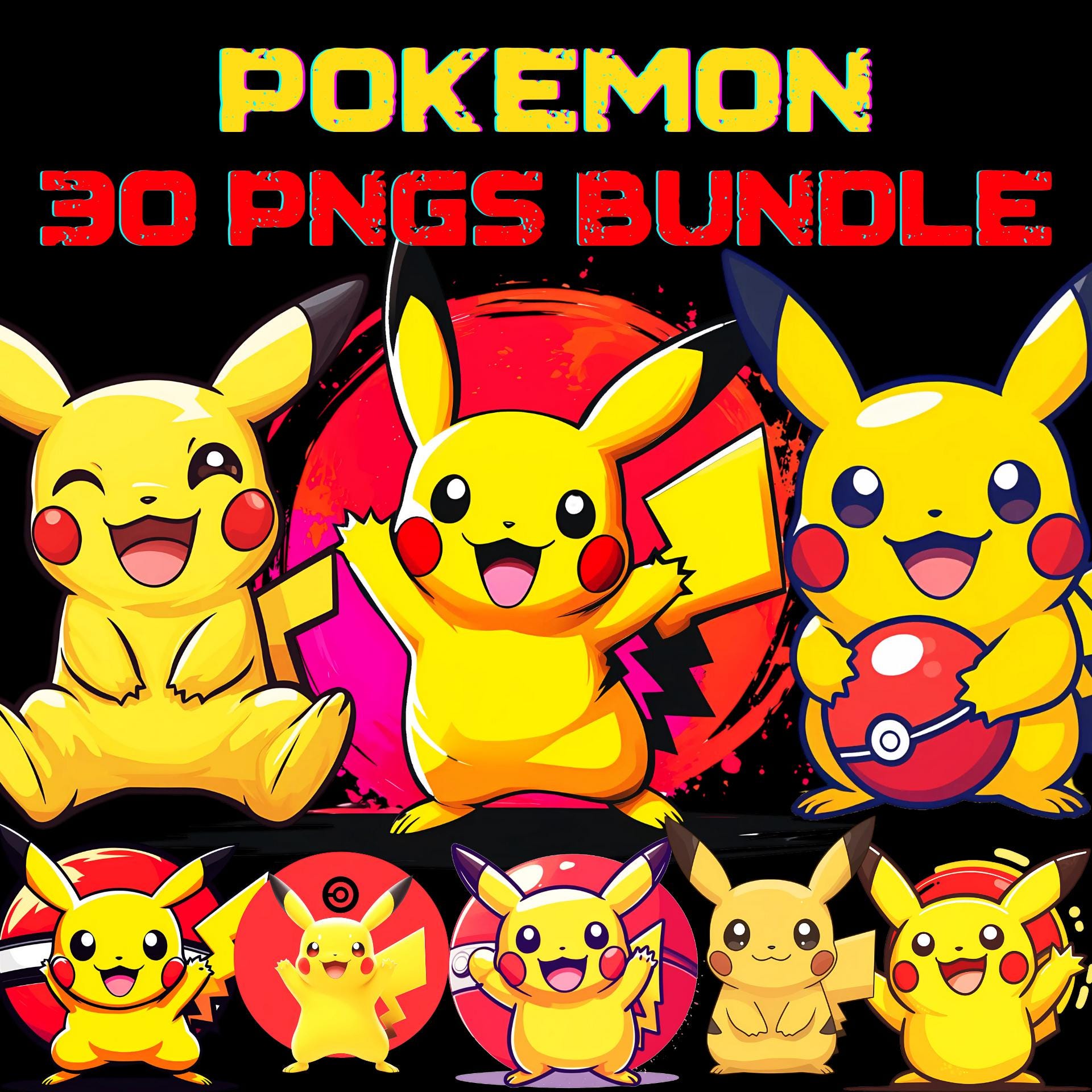 Pokémon Fan Art PNG Bundle Pikachu Cartoon Art Pocket Monsters ...