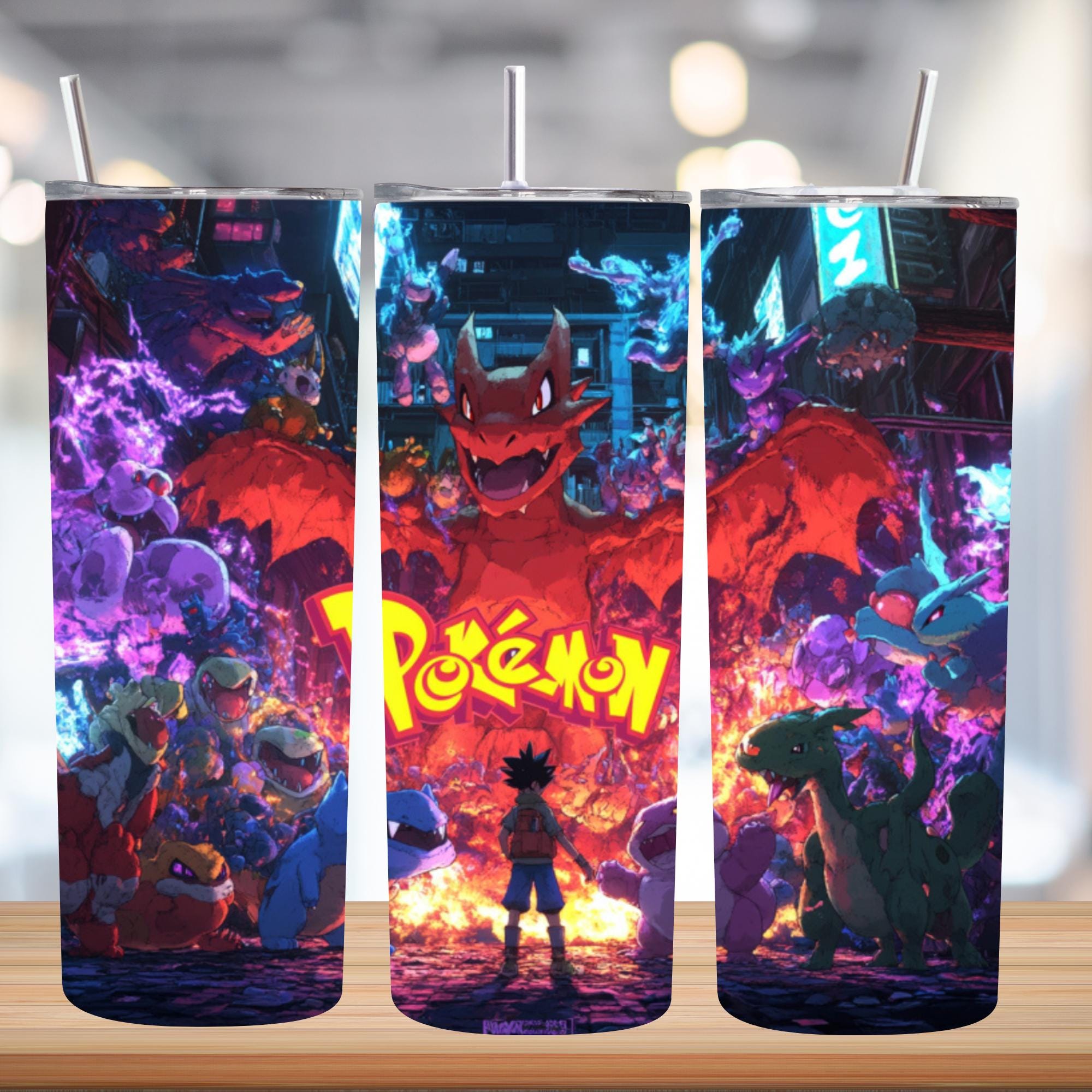 Pokemon Tumbler Wrap PNG, 20oz Straight Tumbler Wrap, Colourful Pikachu ...