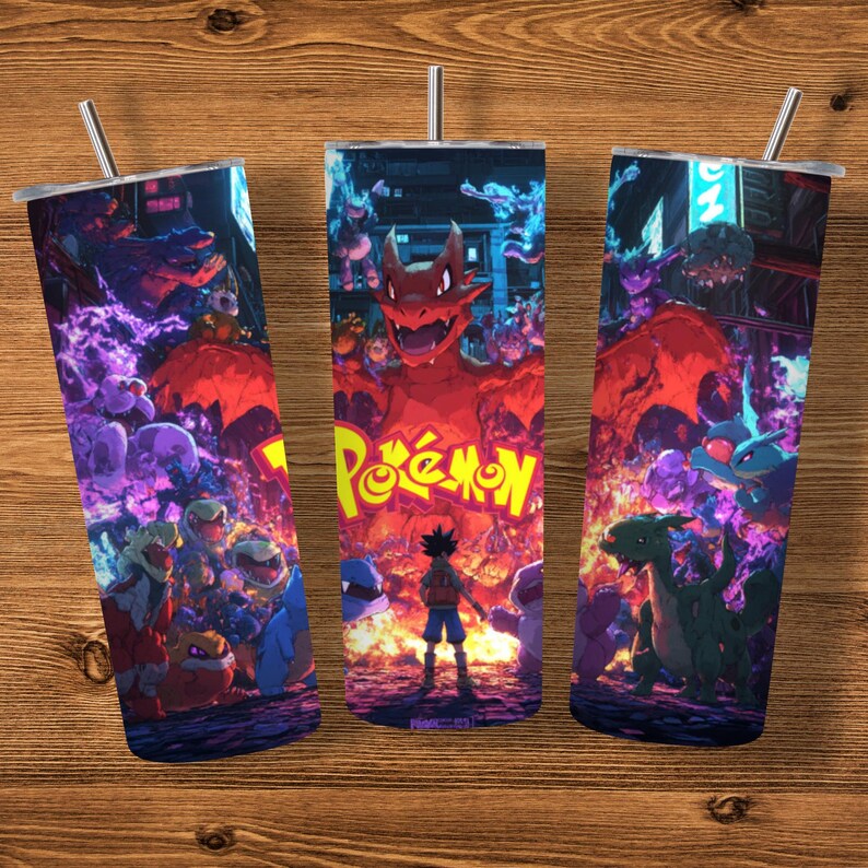 Pokemon Tumbler Wrap PNG, 20oz Straight Tumbler Wrap, Colourful Pikachu ...