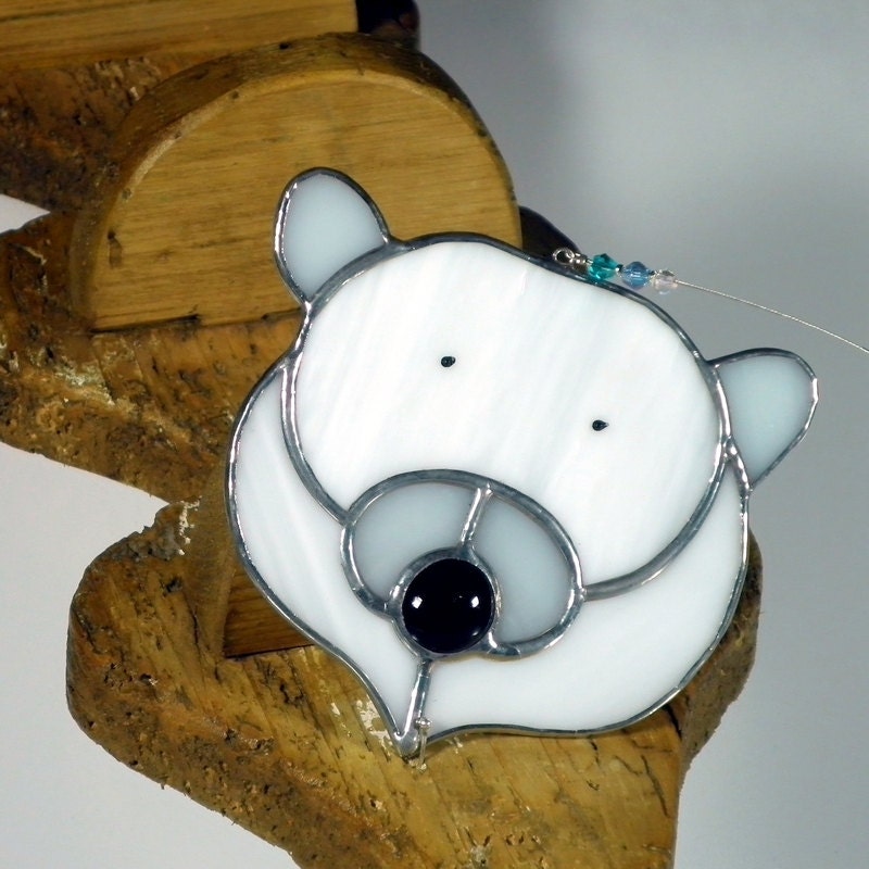 Stained Glass Polar Bear Christmas Ornament And Window Etsy
