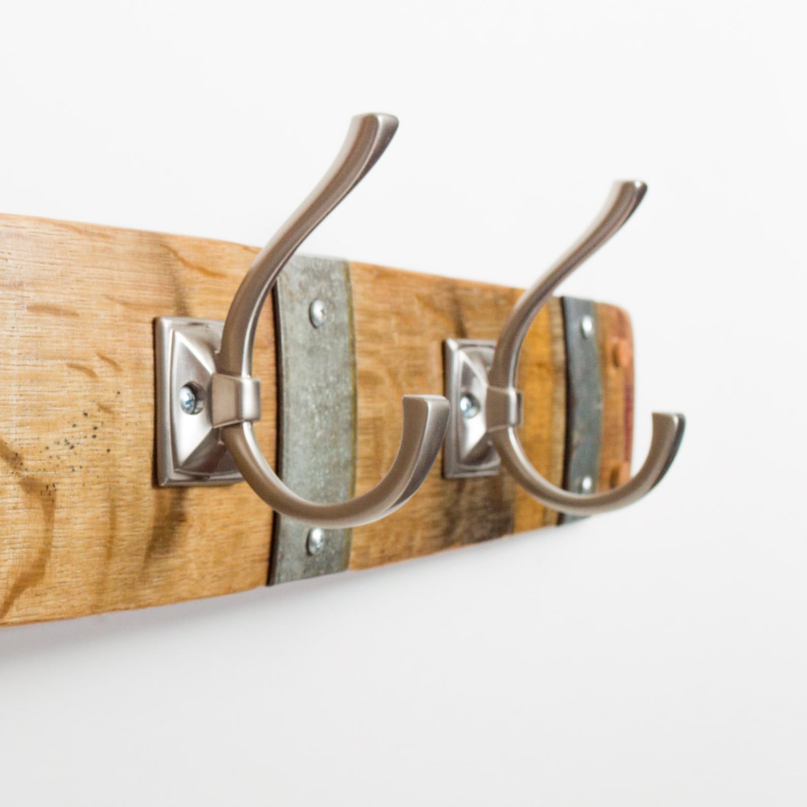 Banded Wine Barrel Coat Rack With Square Nickel Hooks Choice | Etsy