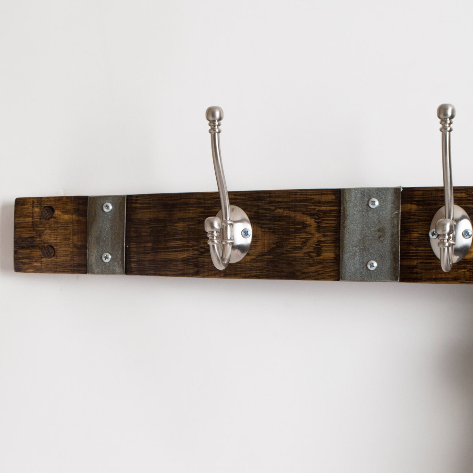 Banded Wine Barrel Coat Rack With Classic Nickel Hooks, Choice of ...