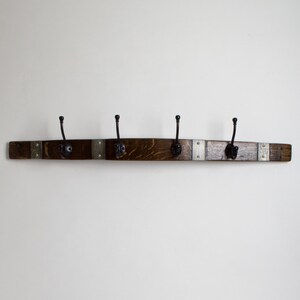 Banded Wine Barrel Coat Rack With Classic Black Hooks, Choice of Finish ...