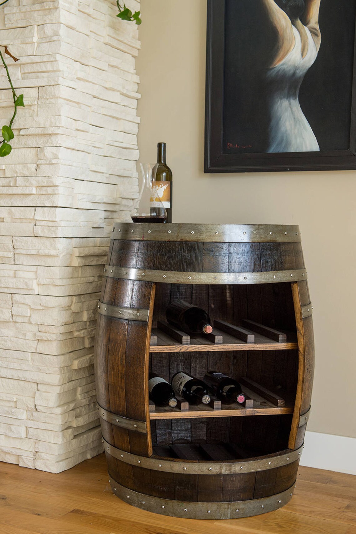 Wine Barrel Cabinet Dark Walnut Finish - Etsy