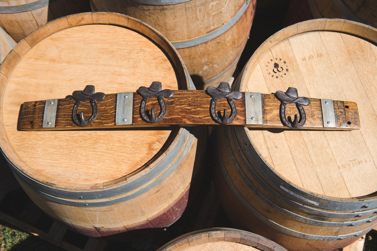 Banded Cowboy Hat Wine Barrel Coat Rack - Etsy