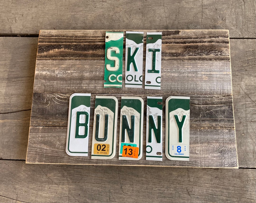 SKI BUNNY - Vintage Colorado License Plate Sign - Etsy