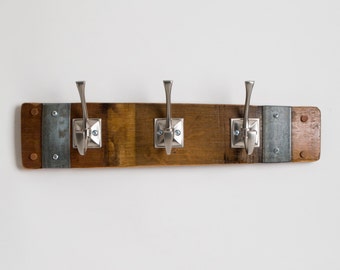 Banded Wine Barrel Coat Rack With Classic Nickel Hooks Choice - Etsy
