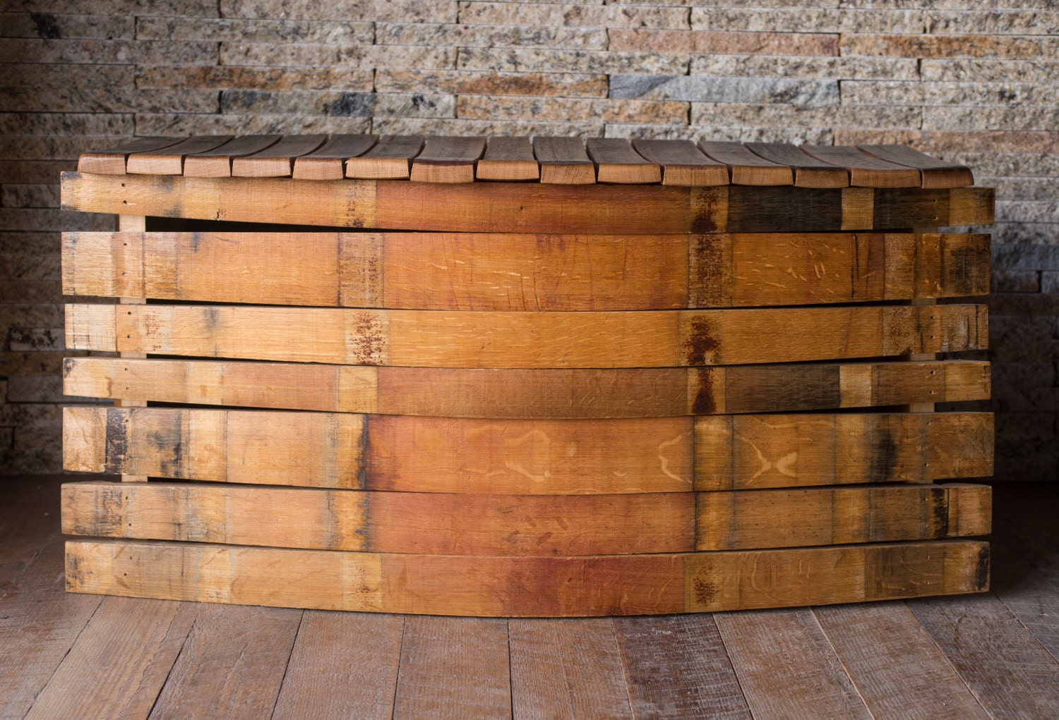 Stave-side Wine Barrel Bench - Etsy