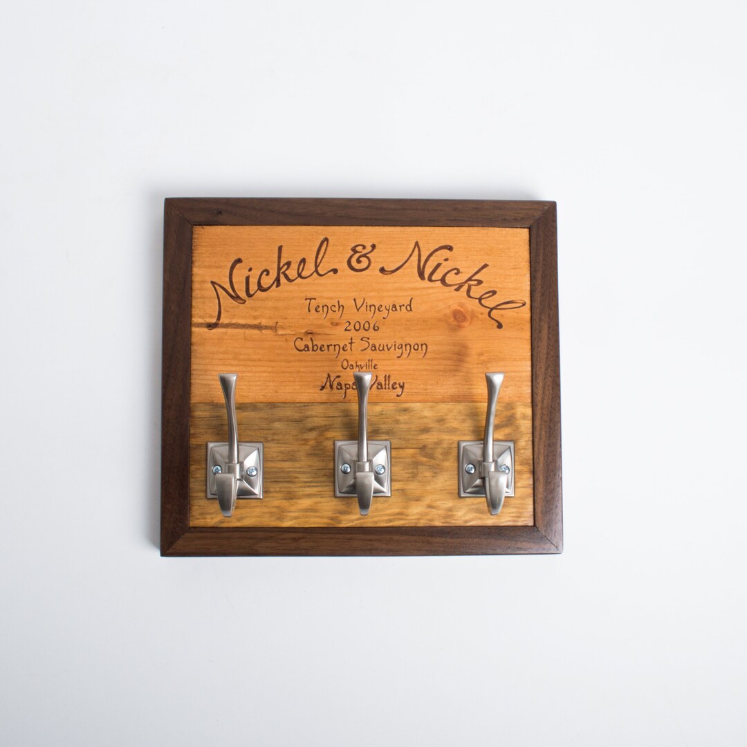 Nickel & Nickel Wine Crate Key Hook, Satin Nickel Hooks - Etsy