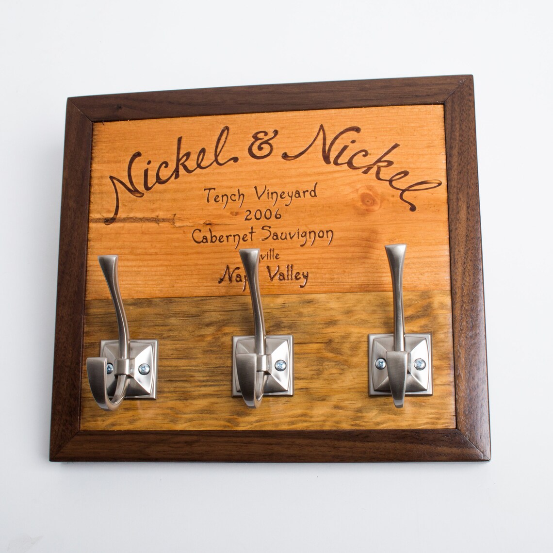 Nickel & Nickel Wine Crate Key Hook, Satin Nickel Hooks - Etsy