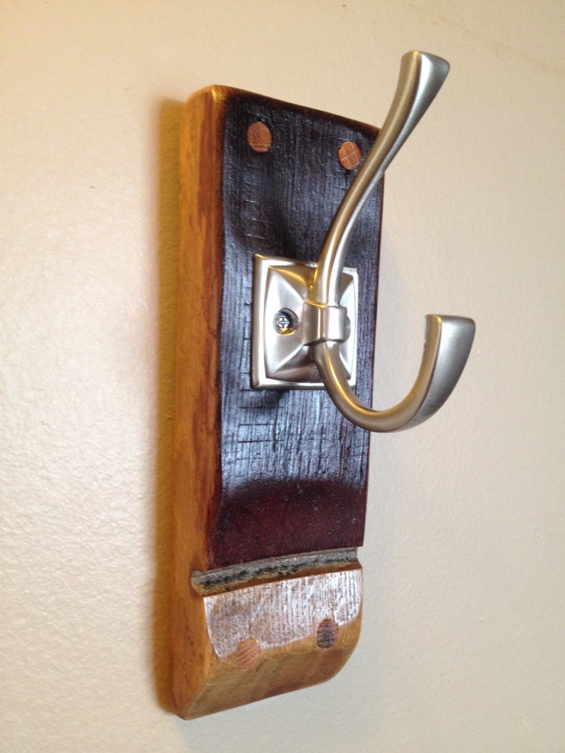 Single Inverted Wine Barrel Stave Hook With Choice of Square Hook - Etsy