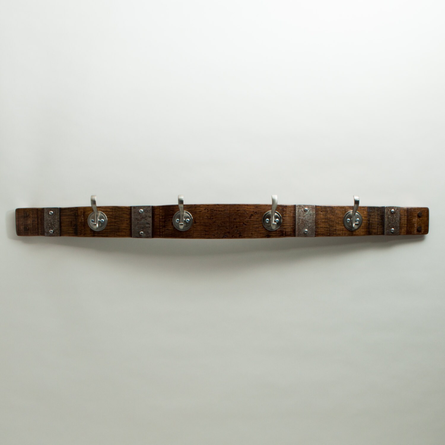 Banded Wine Barrel Coat Rack with Round Nickel Hooks Choice | Etsy