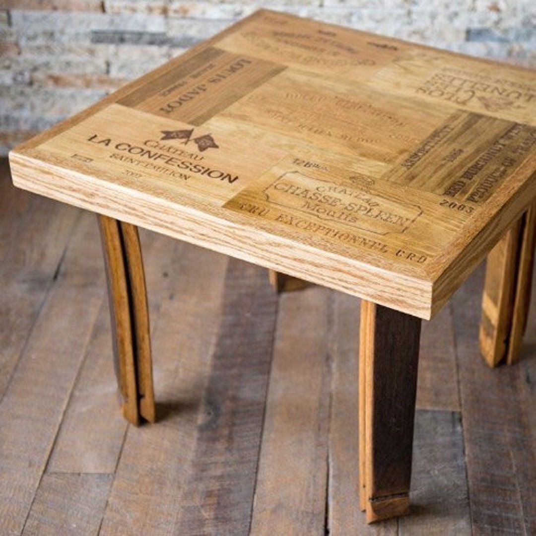 Wine Lover End Table With Barrel Stave Legs - Etsy