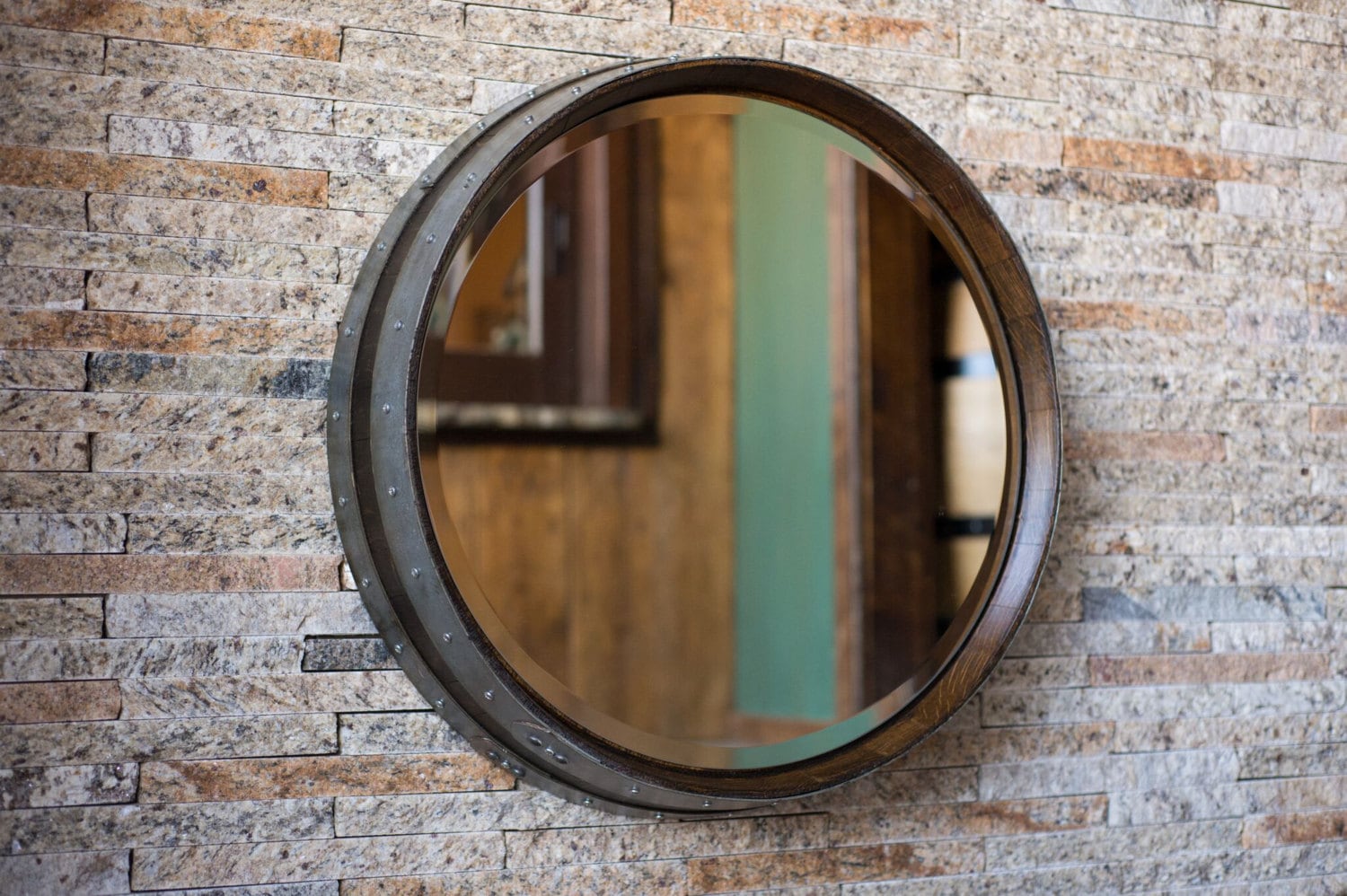 Dark Walnut Wine Barrel Mirror - Etsy