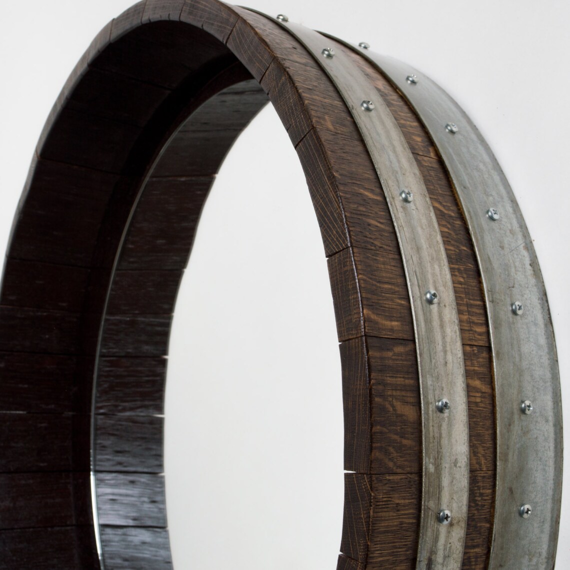 Dark Walnut Inverted Wine Barrel Mirror - Etsy