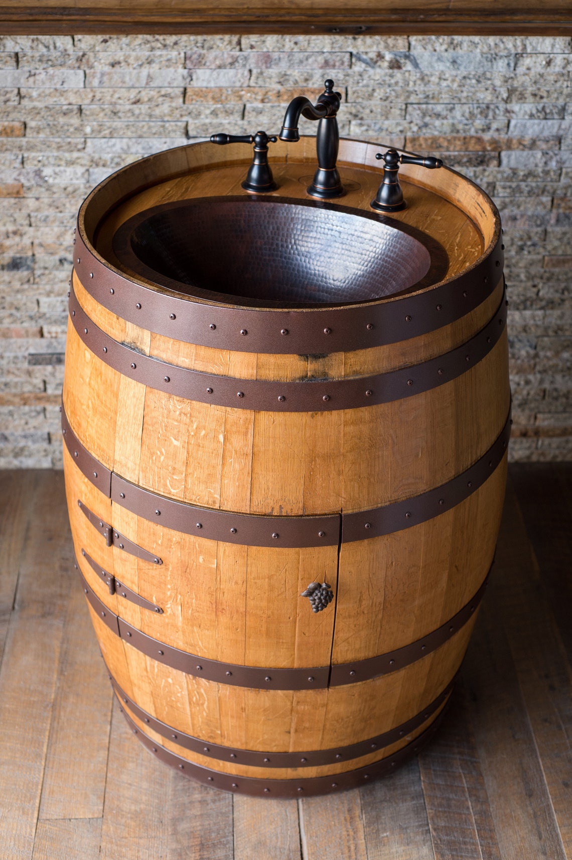 Inverted Hammered Copper Wine Barrel Mirror - Etsy