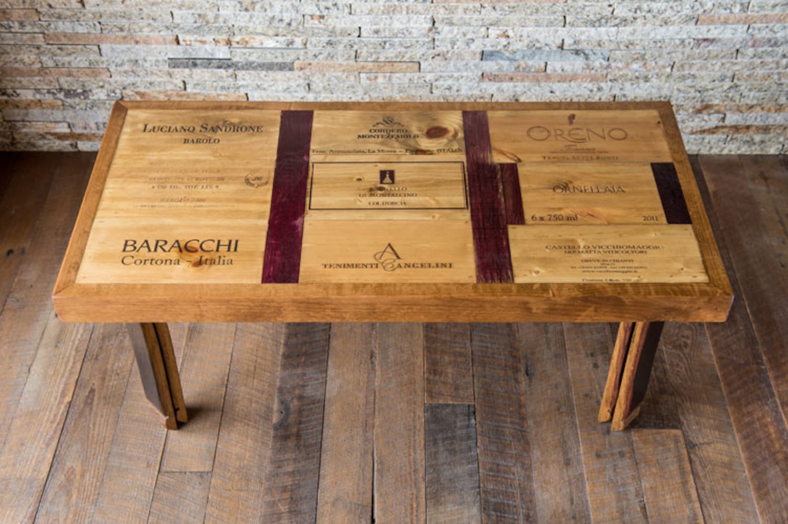 Wine Crate Coffee Table With Barrel Stave Legs - Etsy