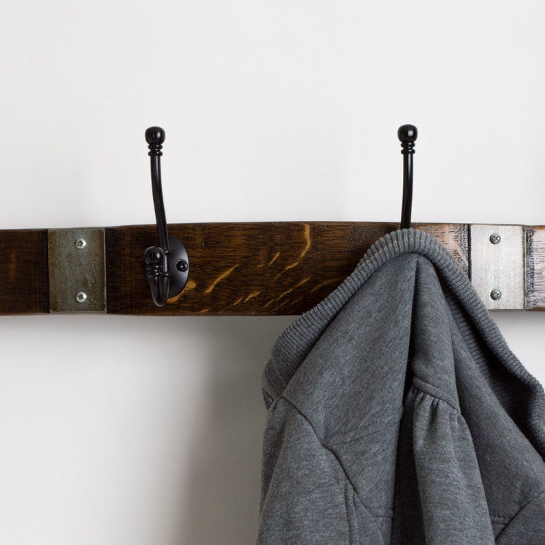Banded Wine Barrel Coat Rack With Classic Black Hooks Choice - Etsy