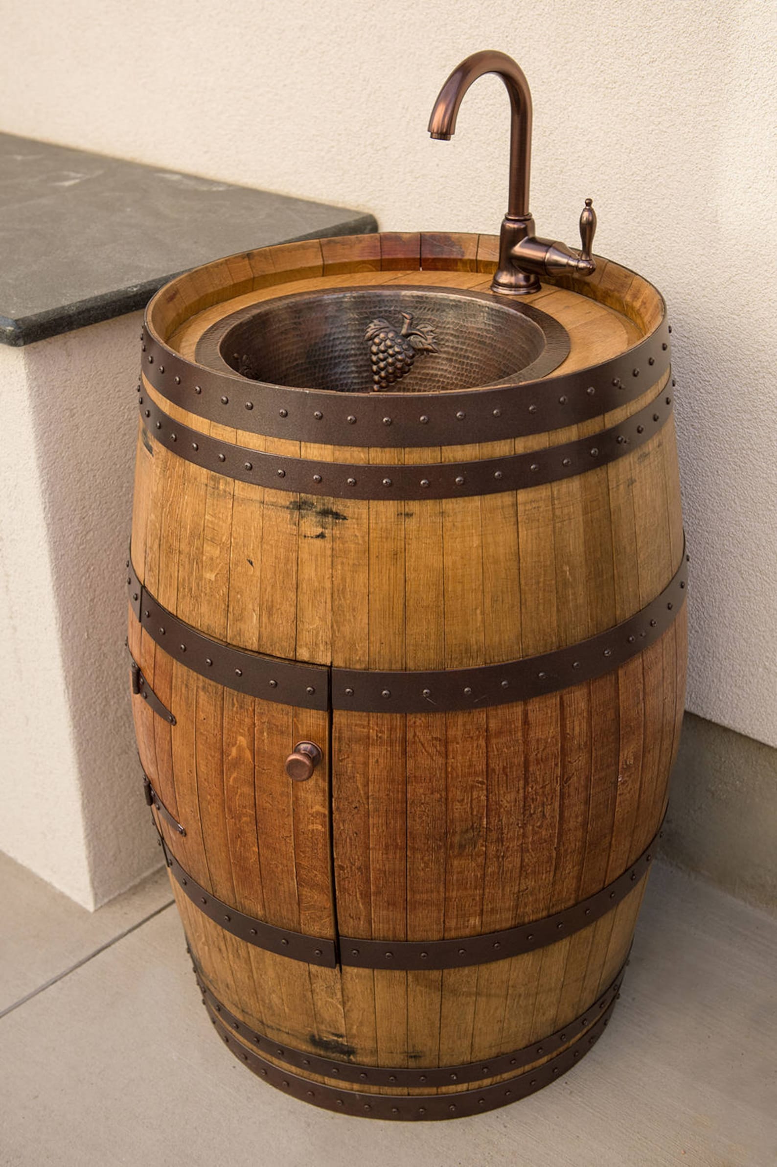 Wine Barrel Vanity With Hammered Copper Bar Sink | Etsy
